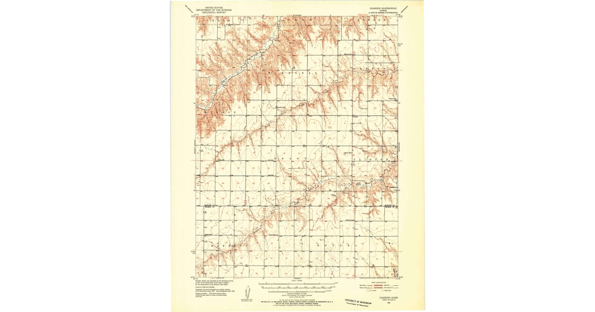 1951 Map of Chardon, Rawlins County, KS — High-Res | Pastmaps