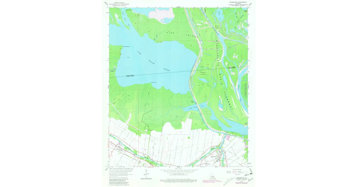 1963 Map of Charenton, LA — High-Res, 1981 Print | Pastmaps