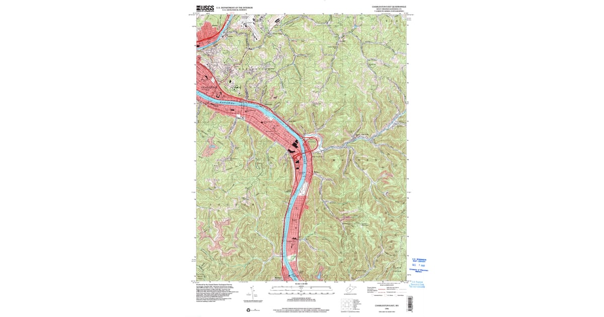 1996 Map of Charleston East, Kanawha County, WV — High-Res | Pastmaps