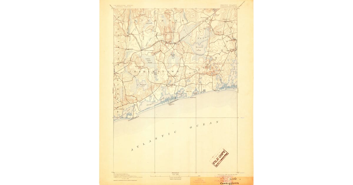 1889 Map of Charlestown, Washington County, RI — High-Res, 1905 Print ...