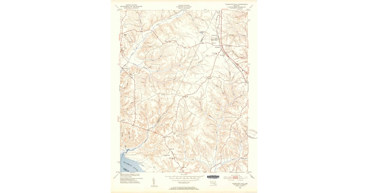 1953 Map of Charlotte Hall, MD — High-Res | Pastmaps