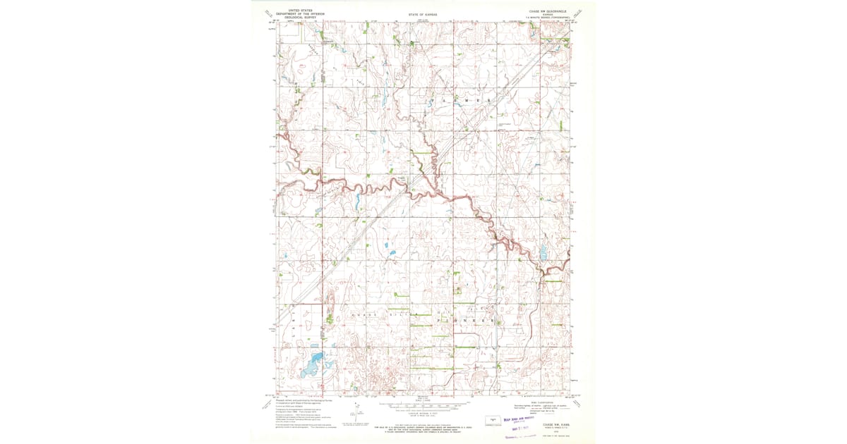 1970 Map of Chase NW, Rice County, KS — High-Res | Pastmaps
