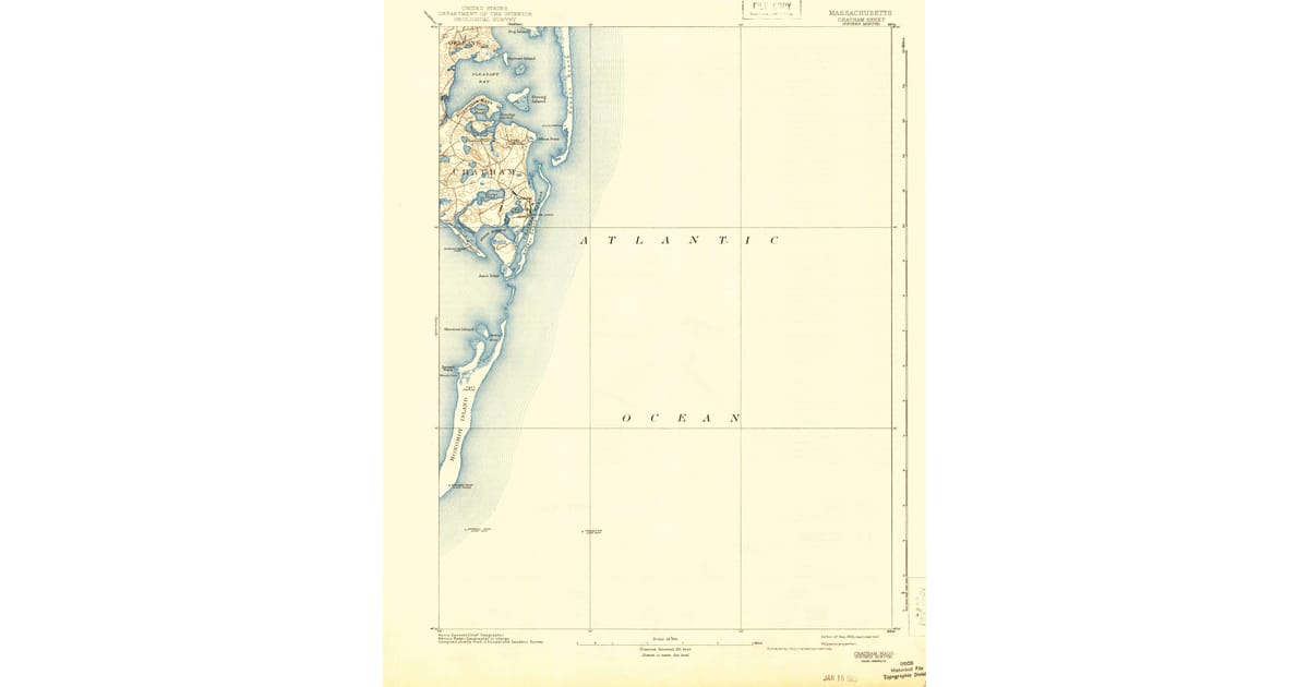 1893 Map of Chatham, Barnstable County, MA — High-Res, 1942 Print ...