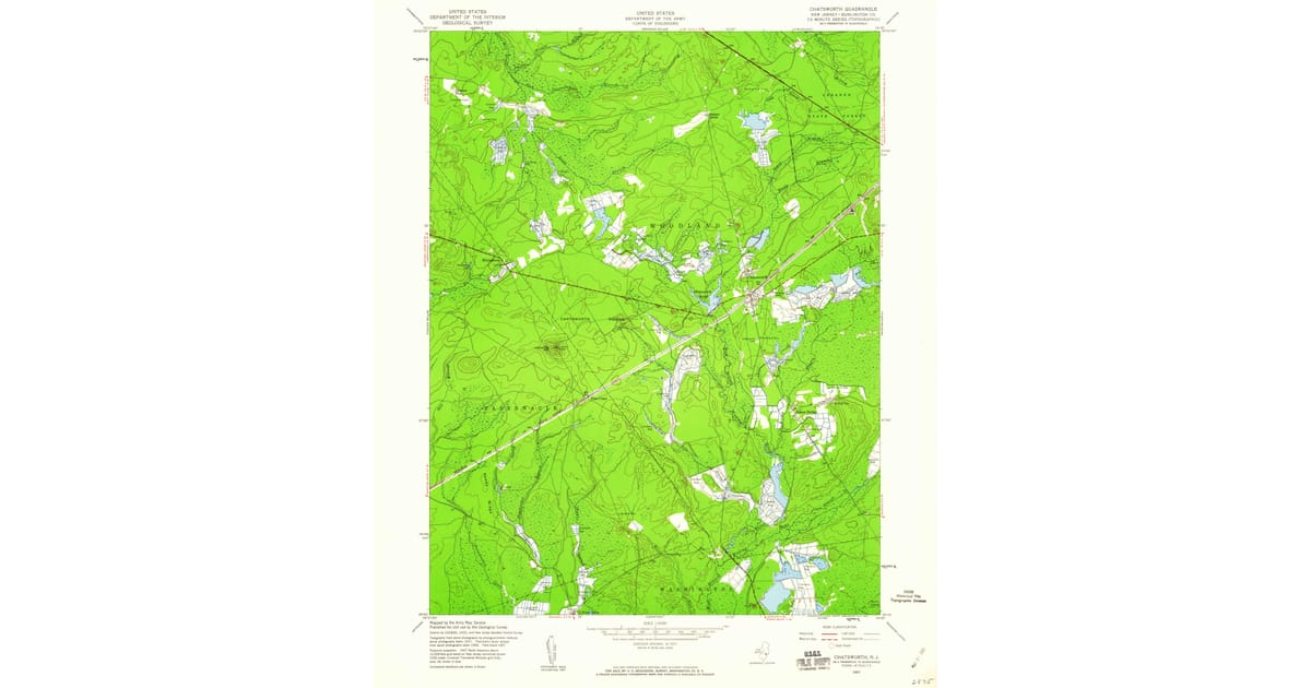 1957 Map of Chatsworth, Burlington County, NJ — High-Res | Pastmaps