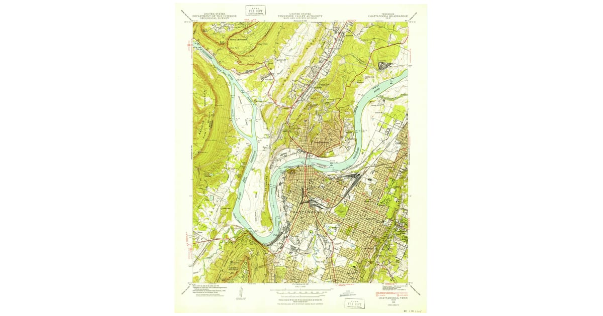 1940 Map of Chattanooga, TN — High-Res | Pastmaps