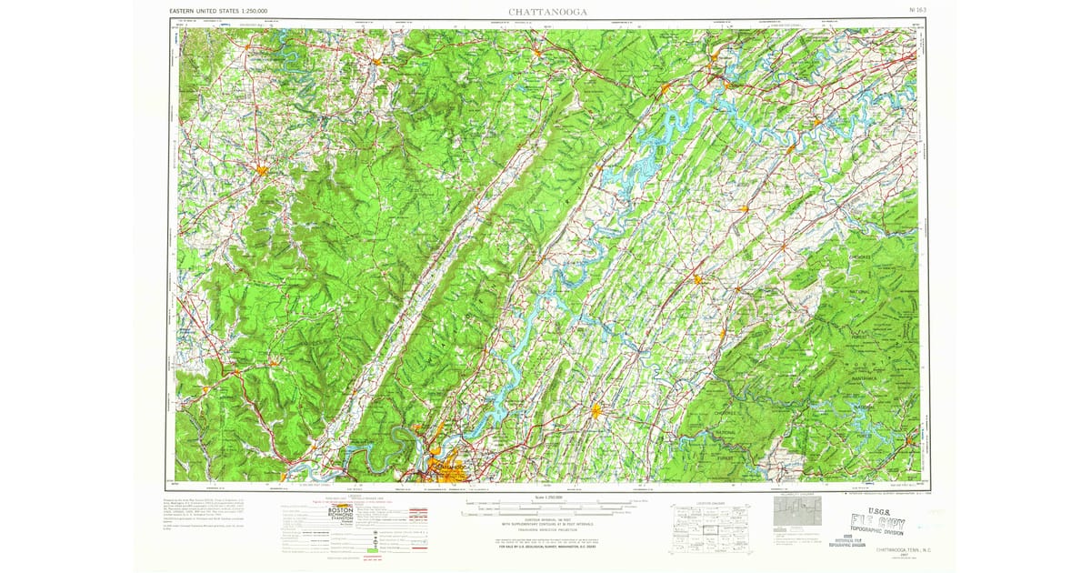 1957 Map of Chattanooga, TN — High-Res | Pastmaps
