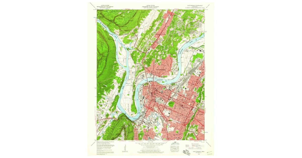 1958 Map of Chattanooga, TN — High-Res | Pastmaps
