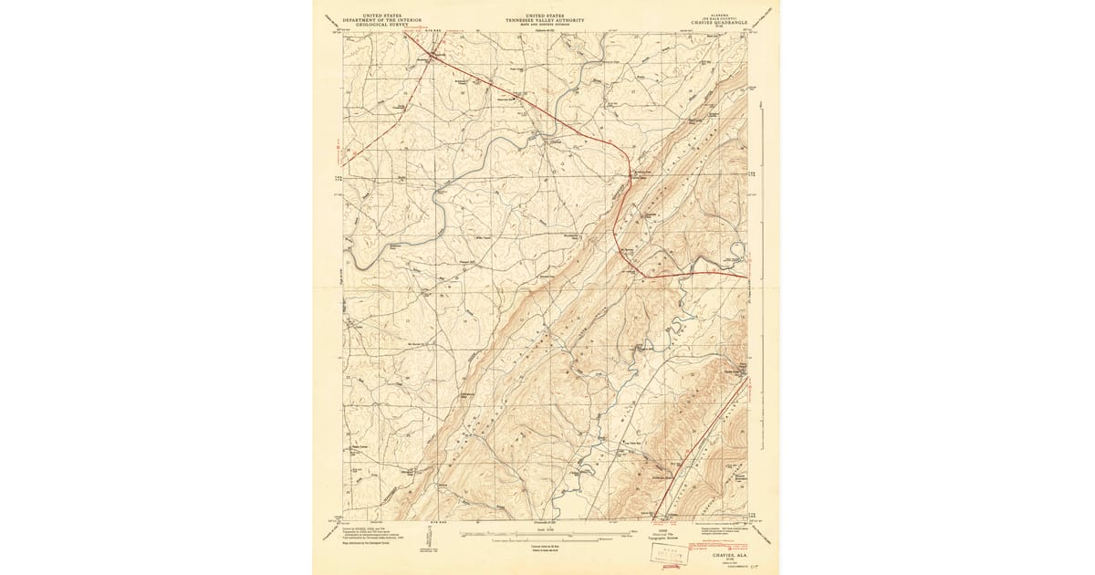 1947 Map of Chavies, DeKalb County, AL — High-Res | Pastmaps