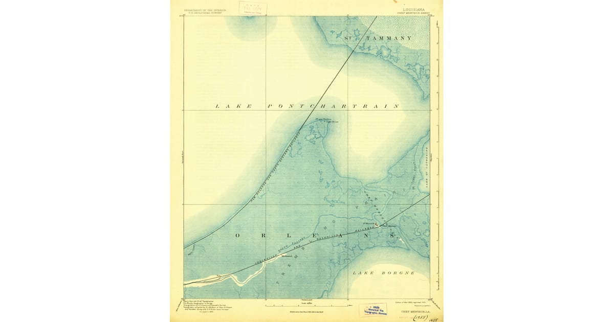 1892 Map of Chef Menteur, Orleans Parish, LA — High-Res, 1928 Print ...