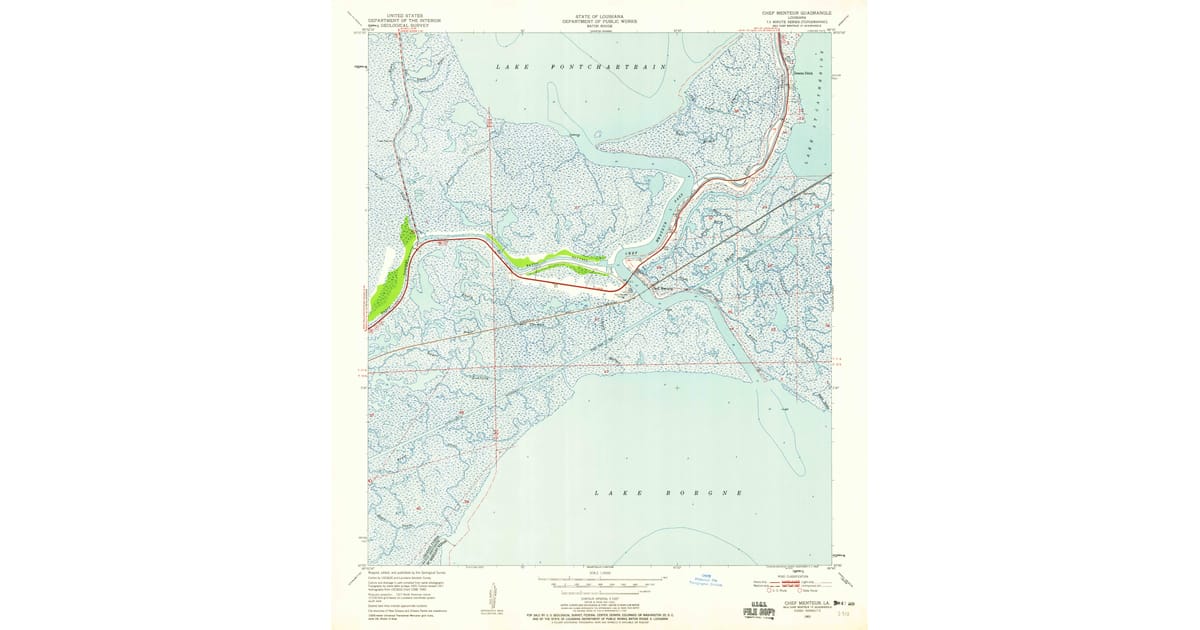 1951 Map of Chef Menteur, Orleans Parish, LA — High-Res, 1958 Print ...