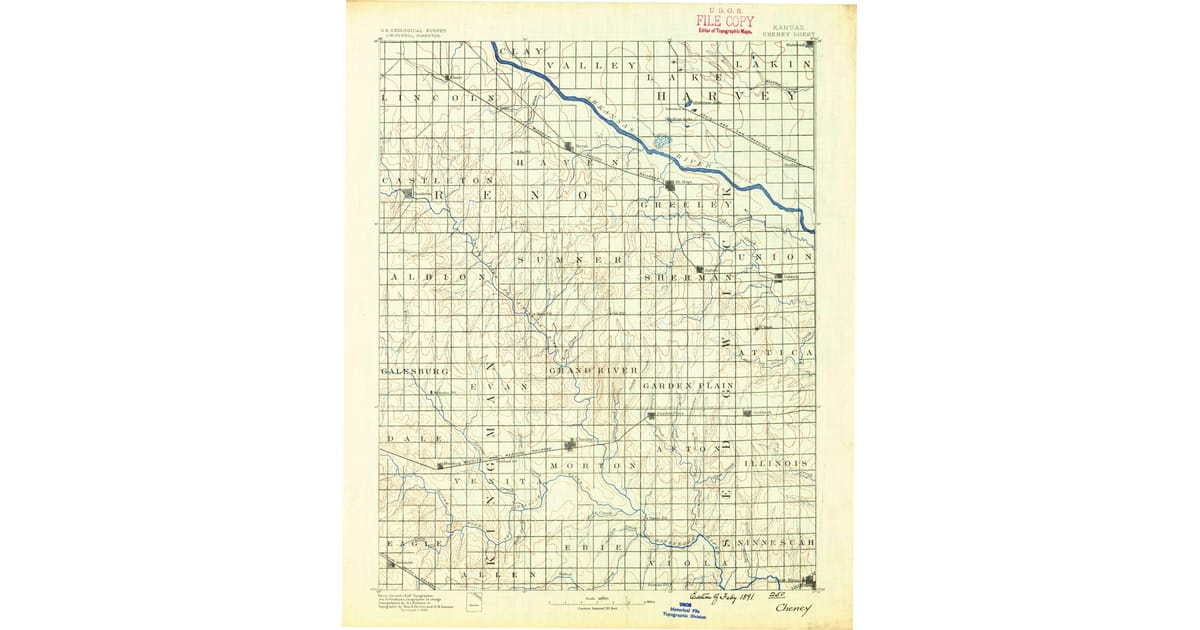 1891 Map of Cheney, KS — High-Res | Pastmaps