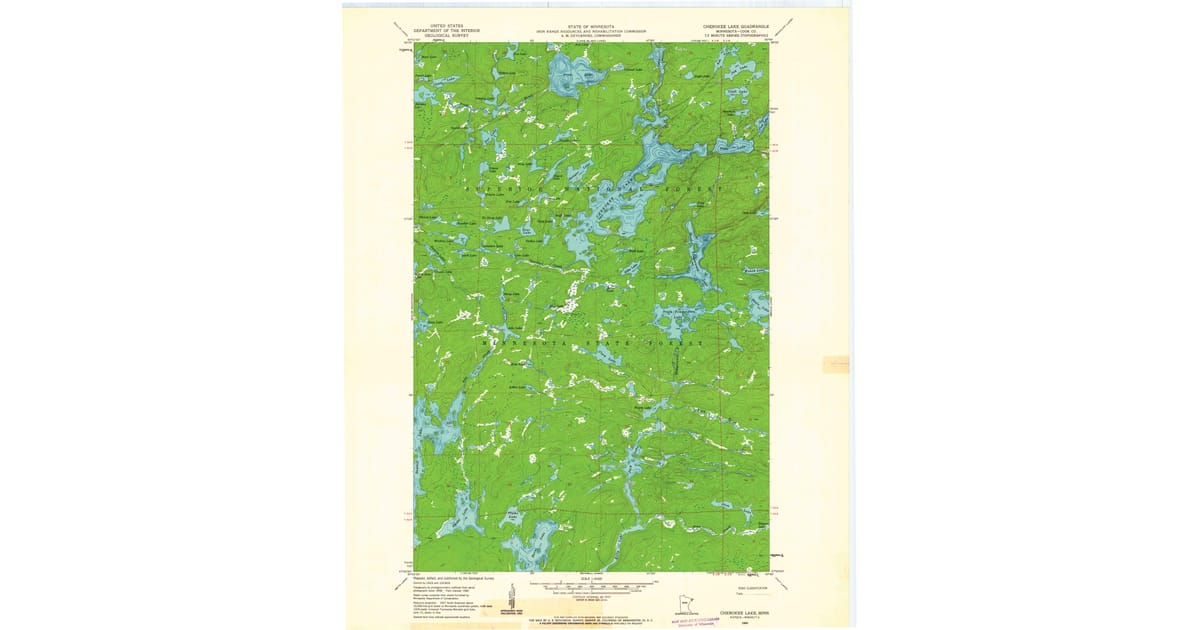 1960 Map of Cherokee Lake, Cook County, MN — High-Res | Pastmaps