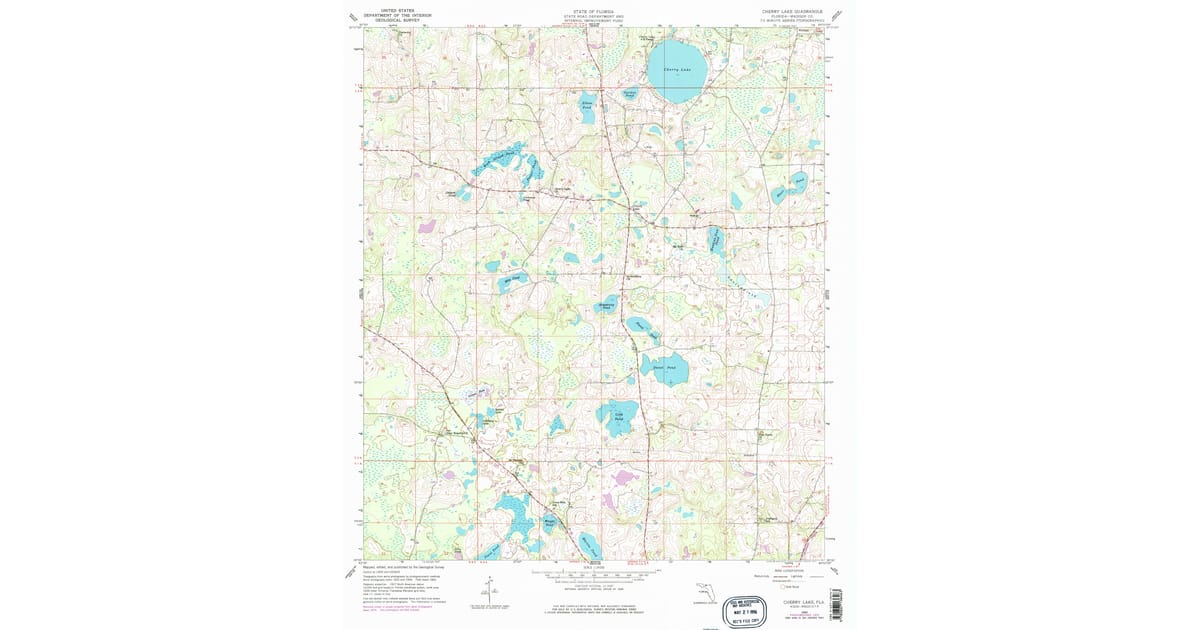 1960 Map of Cherry Lake, Madison County, FL — High-Res, 1977 Print ...
