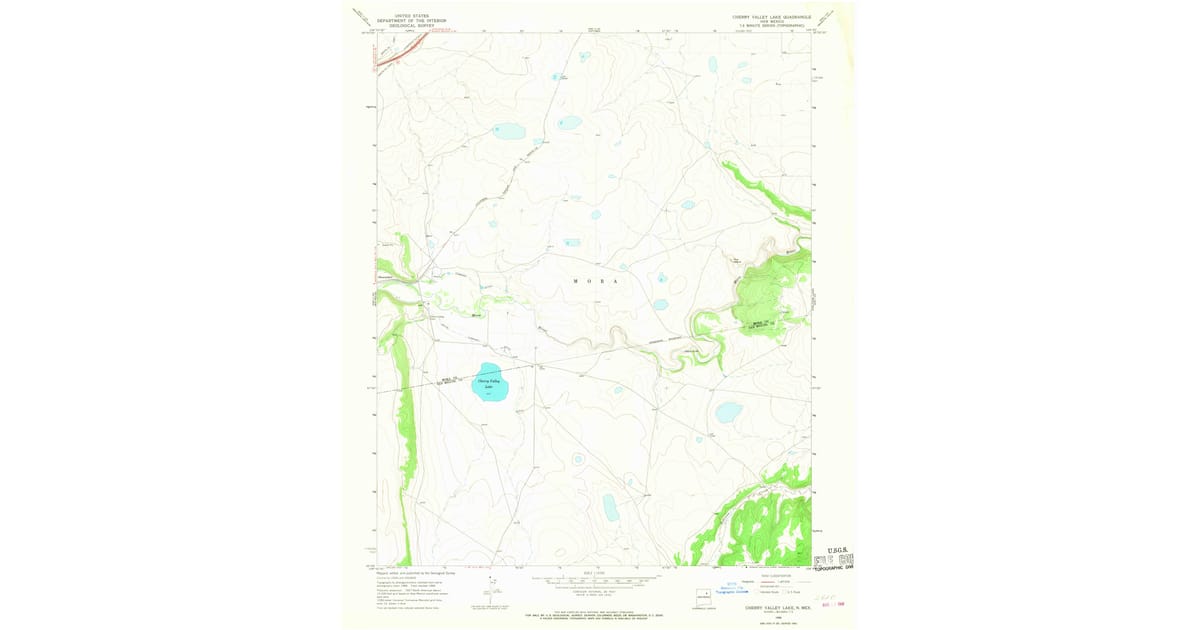 1966 Map of Cherry Valley Lake, Mora County, NM — High-Res | Pastmaps