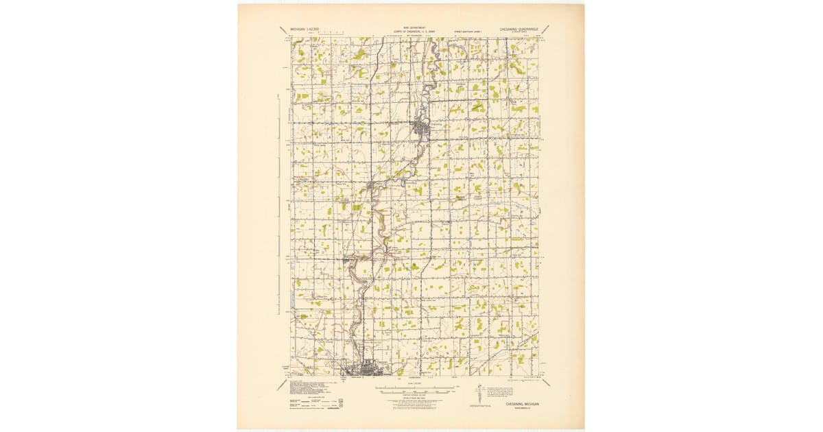 1943 Map of Chesaning, MI — High-Res | Pastmaps