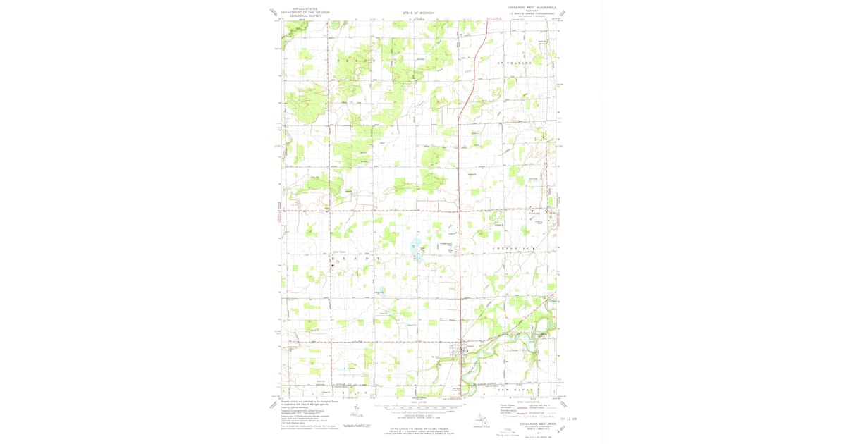 1974 Map of Chesaning West, Saginaw County, MI — High-Res | Pastmaps