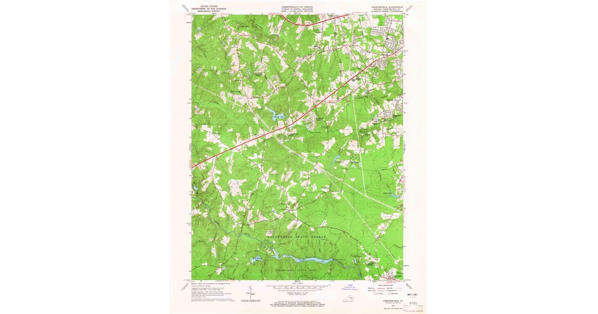 1963 Map of Chesterfield, Chesterfield County, VA — High-Res | Pastmaps