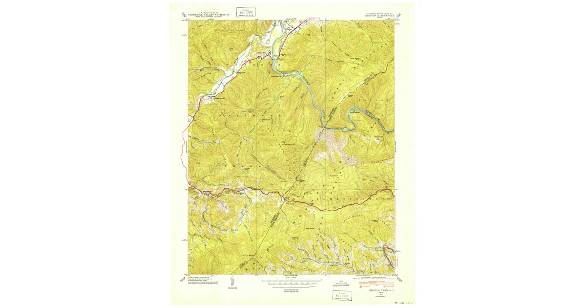 1939 Map of Chestoa, Unicoi County, TN — High-Res | Pastmaps