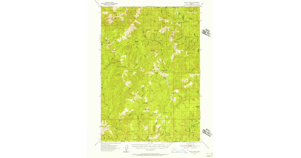 1954 Map of Chetco Peak, Curry County, OR — High-Res | Pastmaps