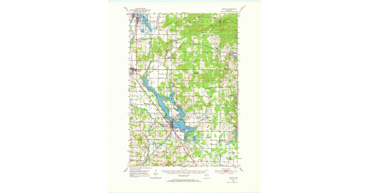 1951 Map of Chetek, WI — High-Res, 1969 Print | Pastmaps