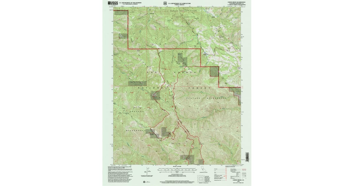 1995 Map of Chews Ridge, Monterey County, CA — High-Res | Pastmaps