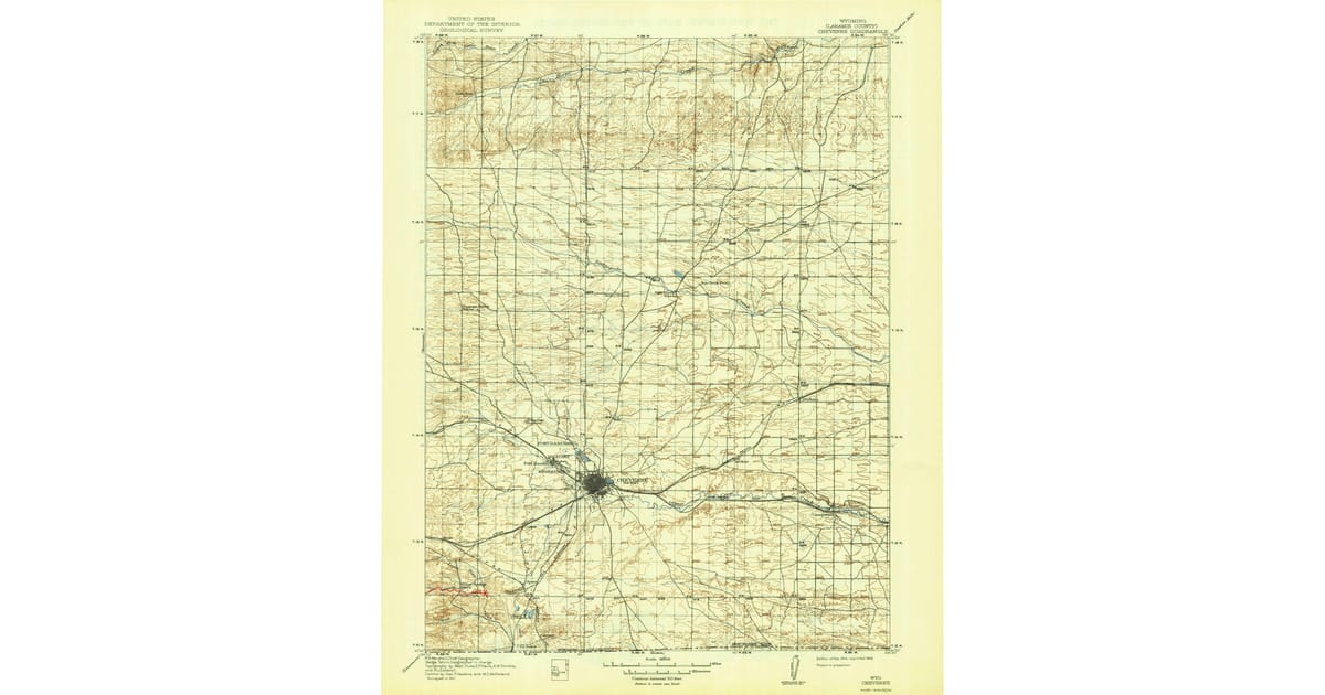 1914 Map of Cheyenne, WY — High-Res, 1942 Print | Pastmaps