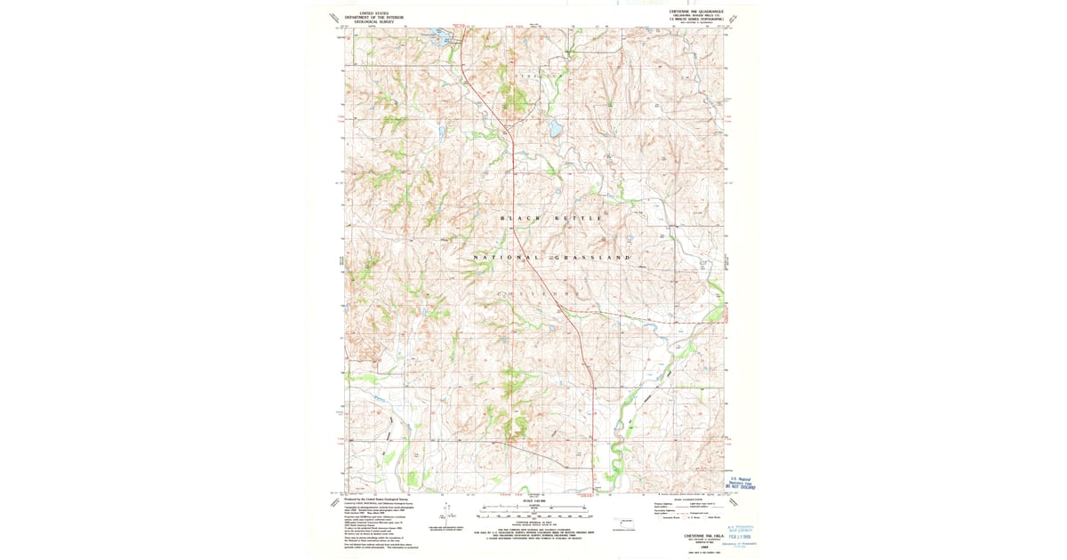 1989 Map of Cheyenne NW, Roger Mills County, OK — High-Res | Pastmaps