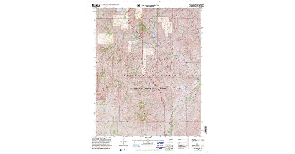 1998 Map of Cheyenne NW, Roger Mills County, OK — High-Res | Pastmaps