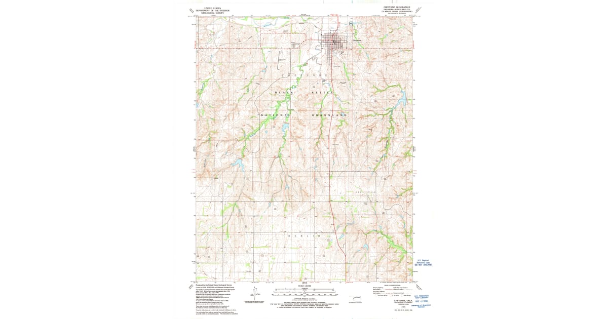 1989 Map of Cheyenne, OK — High-Res | Pastmaps