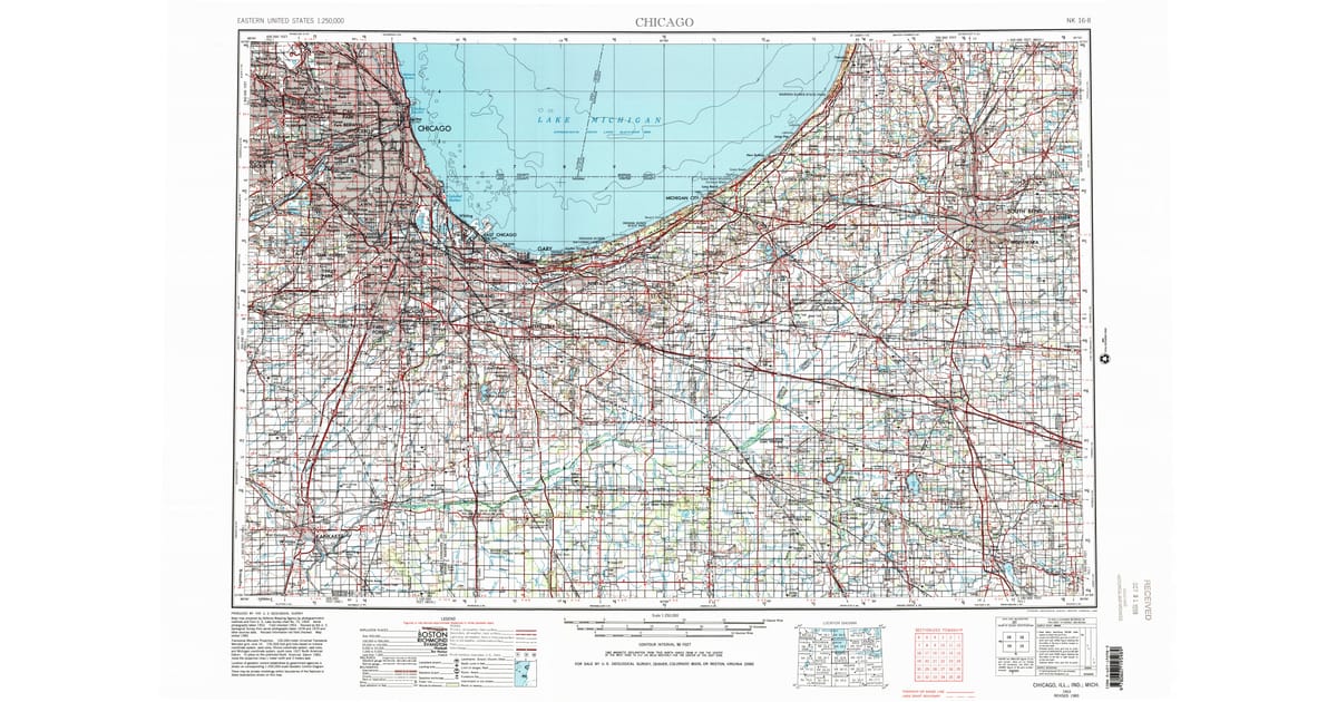 1953 Map of Chicago, IL — High-Res, 1984 Print #3 | Pastmaps