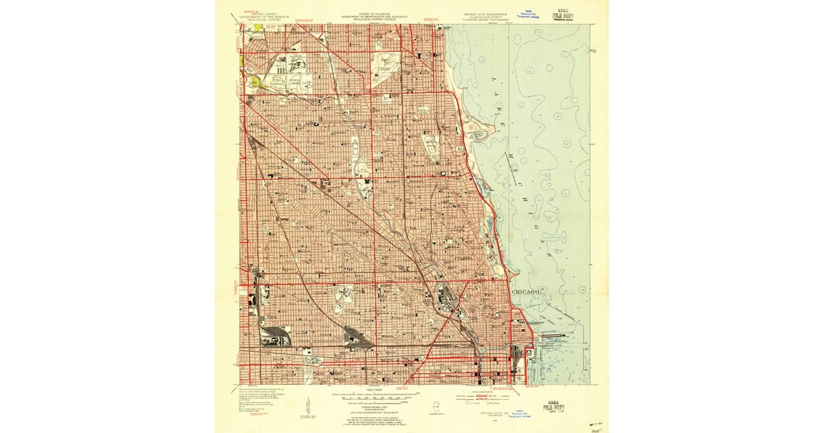 1953 Map of Chicago Loop, Cook County, IL — High-Res | Pastmaps