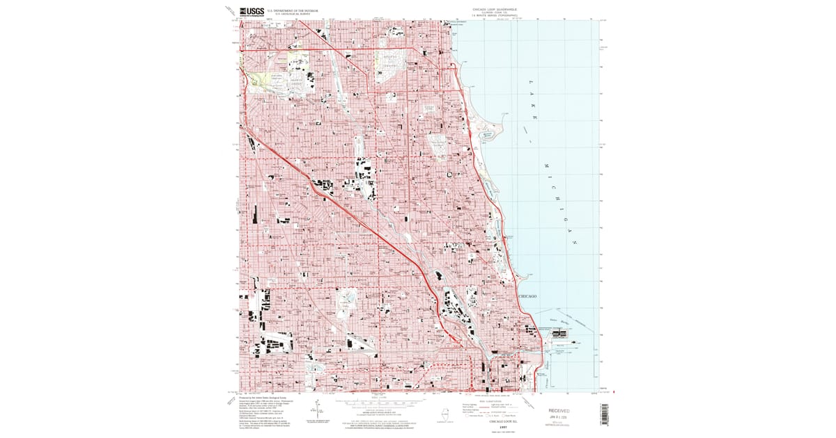 1997 Map of Chicago Loop, Cook County, IL — High-Res | Pastmaps