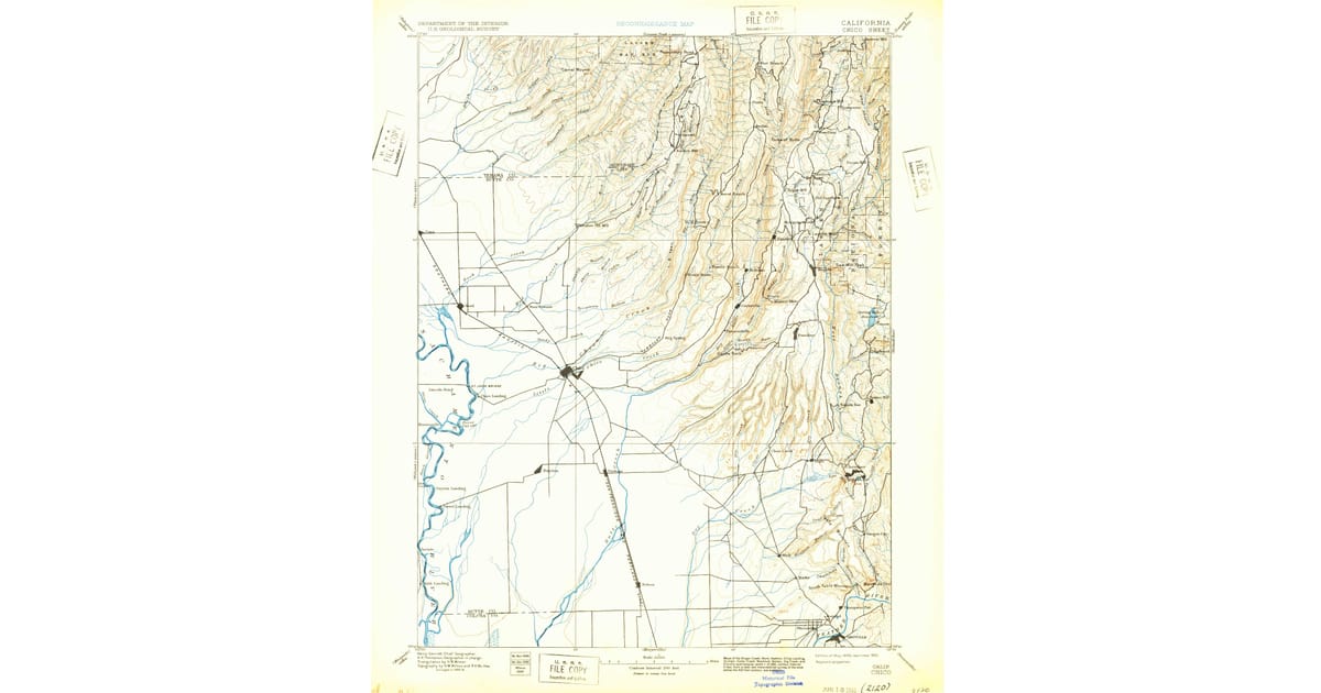 1895 Map of Chico, CA — High-Res, 1932 Print | Pastmaps