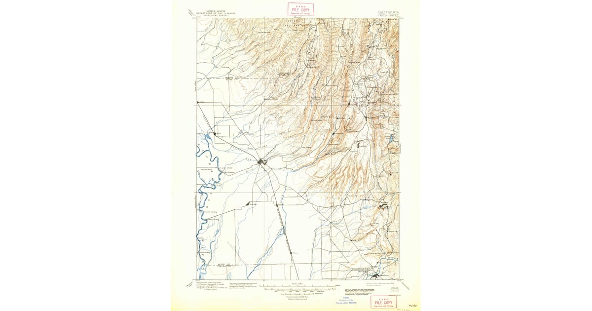 1895 Map of Chico, CA — High-Res, 1948 Print | Pastmaps
