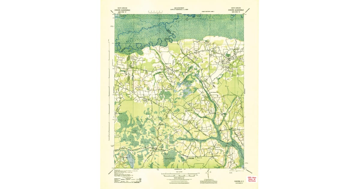1943 Map of Chicora, Berkeley County, SC — High-Res | Pastmaps