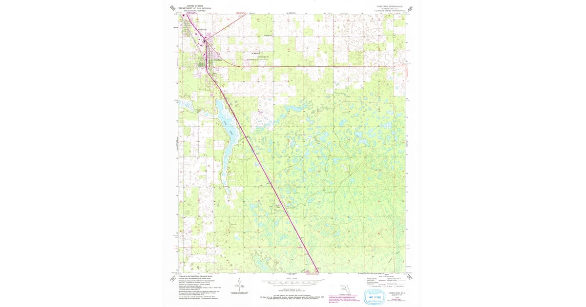 1954 Map of Chiefland, FL — High-Res, 1993 Print | Pastmaps