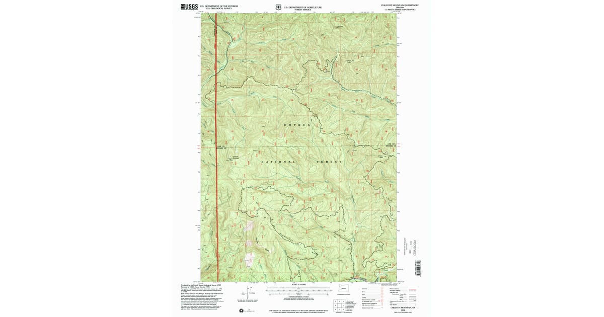 1998 Map of Chilcoot Mountain, Douglas County, OR — High-Res | Pastmaps