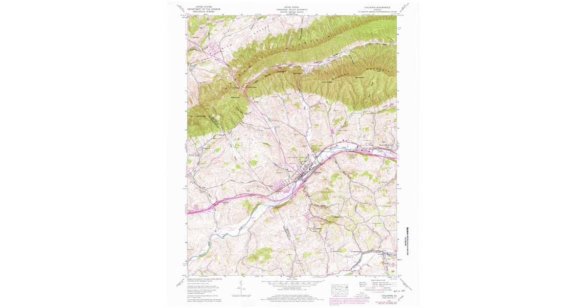 1958 Map of Chilhowie, VA — High-Res, 1978 Print | Pastmaps