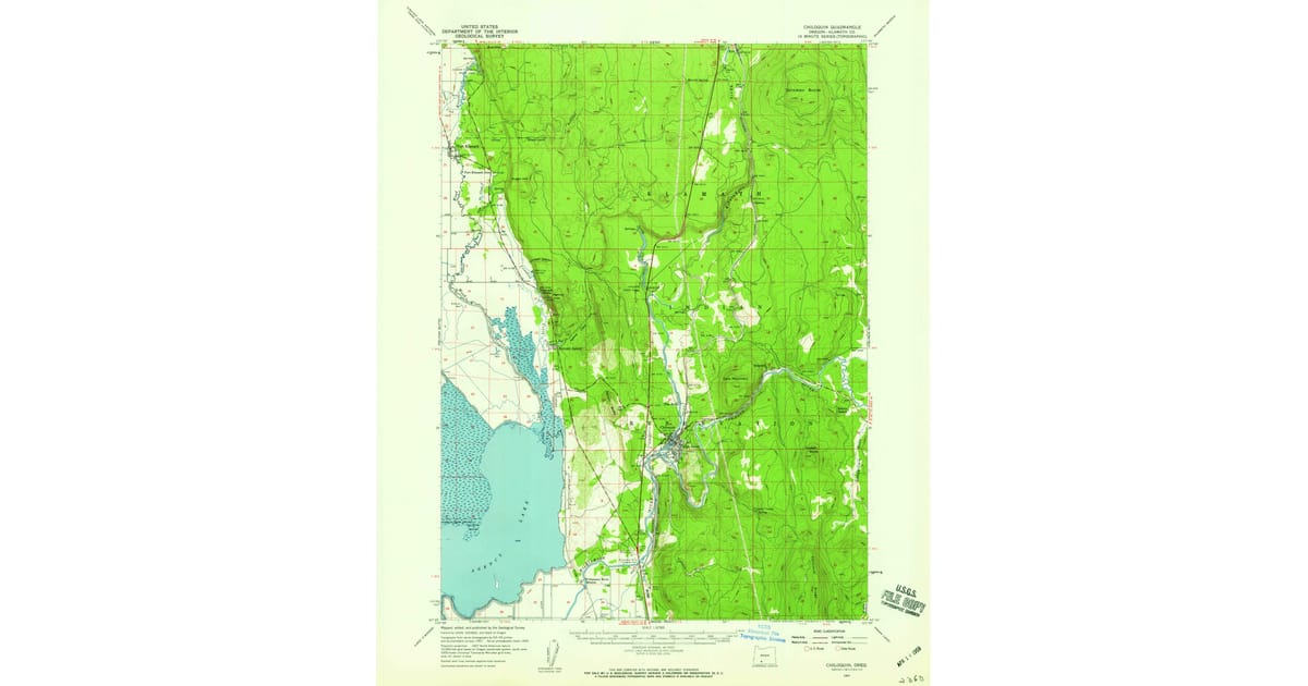 1957 Map of Chiloquin, OR — High-Res | Pastmaps
