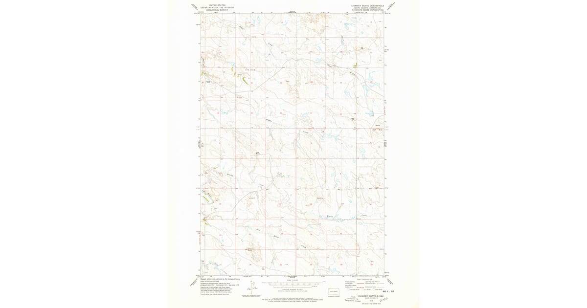 1978 Map of Chimney Butte, Harding County, SD — High-Res | Pastmaps
