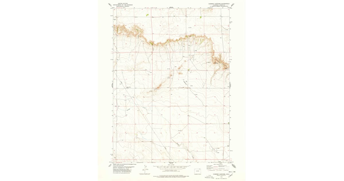 1978 Map of Chimney Canyons, Logan County, CO — High-Res | Pastmaps