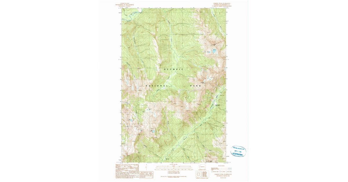 1990 Map of Chimney Peak, Jefferson County, WA — High-Res | Pastmaps