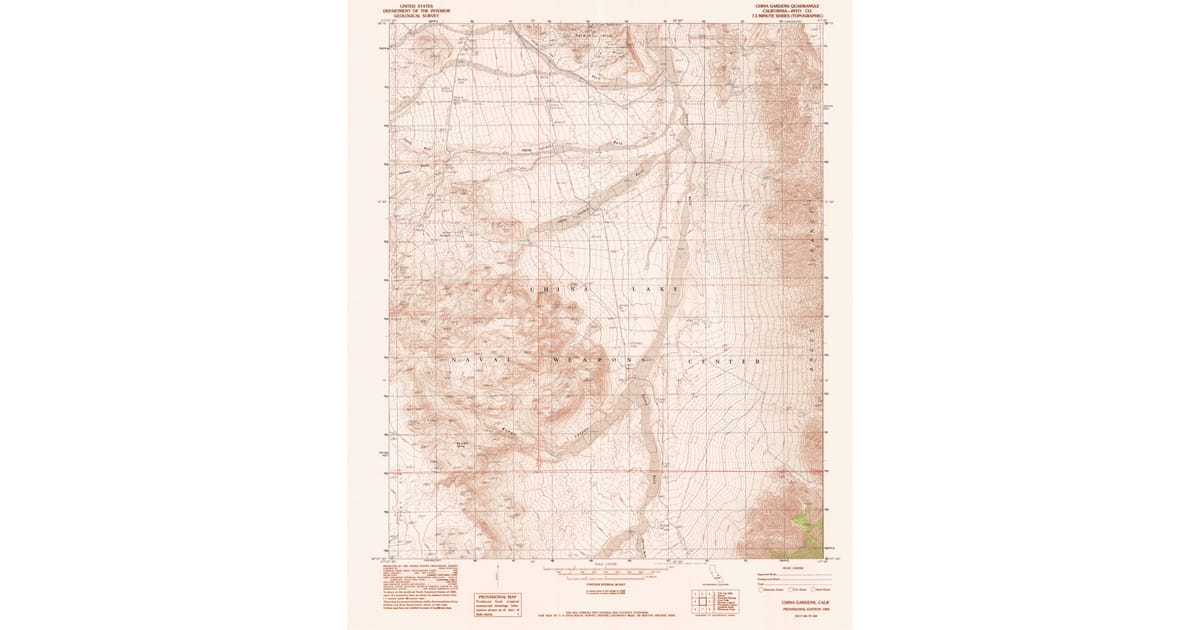 1982 Map of China Gardens, Inyo County, CA — High-Res | Pastmaps