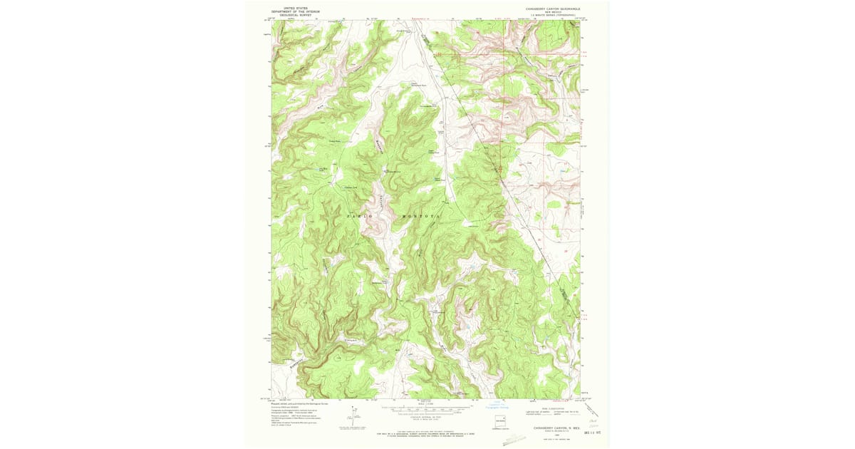 1969 Map of Chinaberry Canyon, San Miguel County, NM — High-Res | Pastmaps