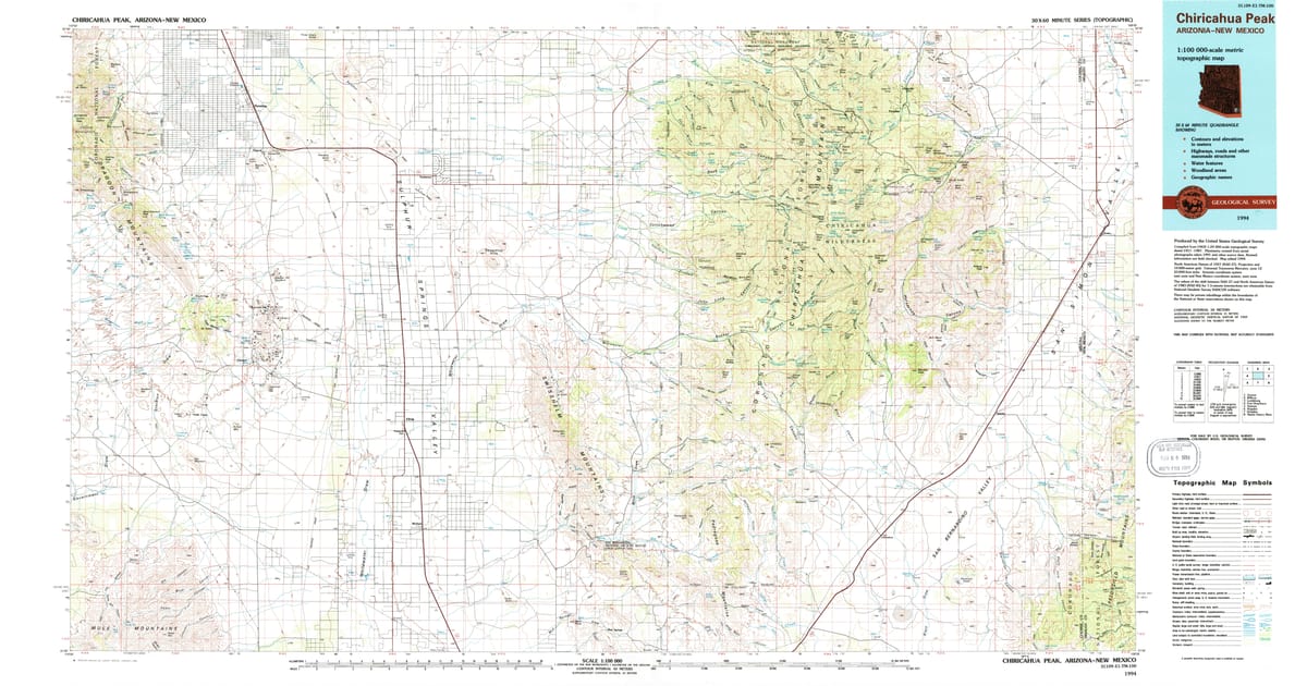 1994 Map of Chiricahua Peak, Cochise County, AZ — High-Res | Pastmaps