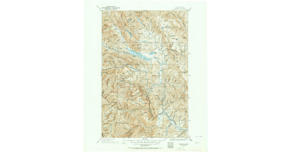 1901 Map of Chiwaukum, Chelan County, WA — High-Res, 1964 Print | Pastmaps