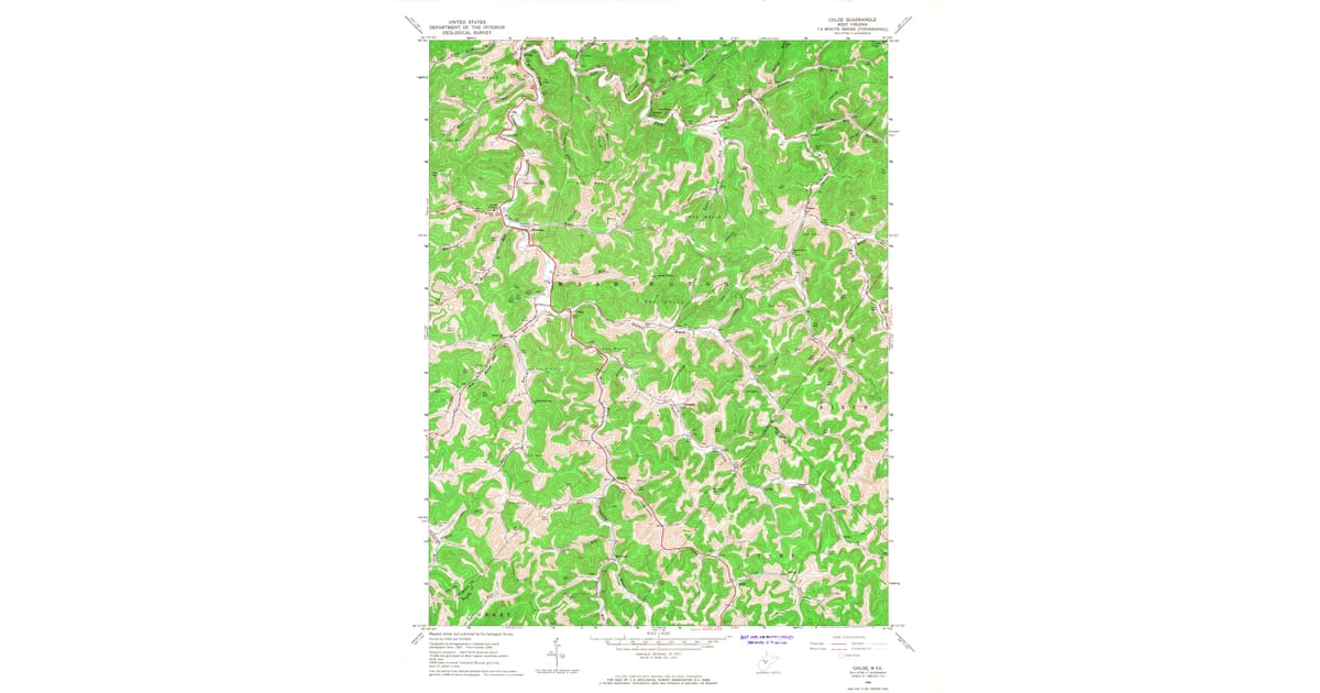 1966 Map of Chloe, Calhoun County, WV — High-Res | Pastmaps