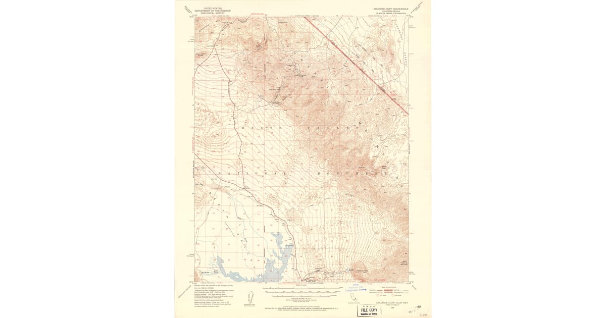 1952 Map of Chloride Cliff, Inyo County, CA — High-Res, 1953 Print ...