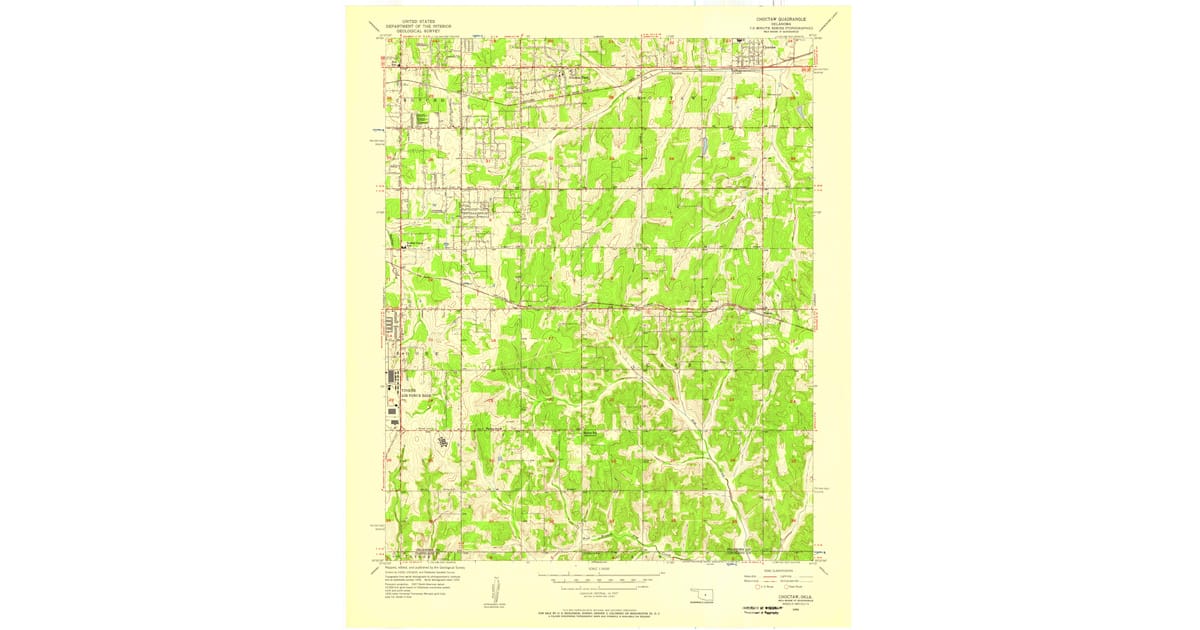 1956 Map of Choctaw, OK — High-Res | Pastmaps