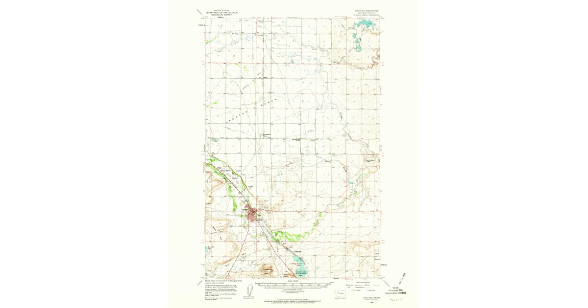 1960 Map of Choteau, MT — High-Res | Pastmaps